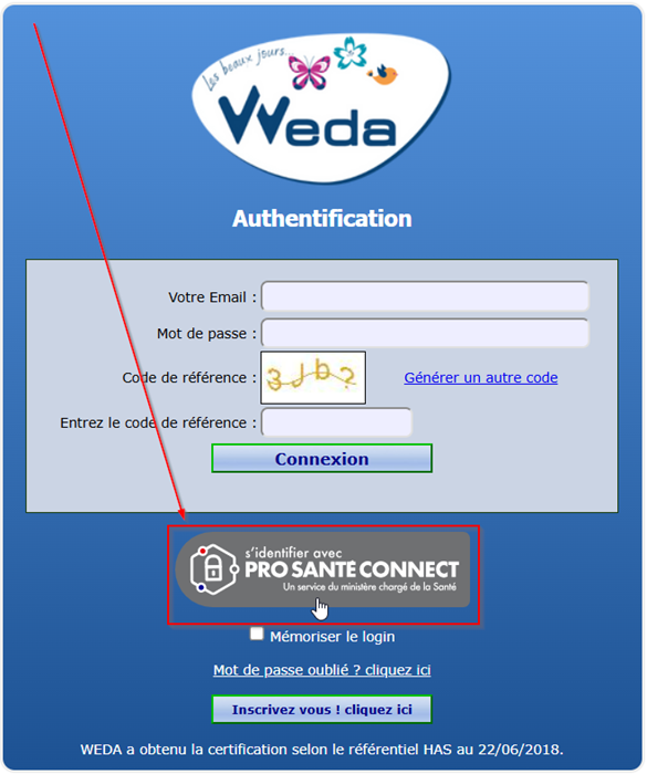 Comment me connecter à Weda via Pro Santé Connect avec une carte CPS